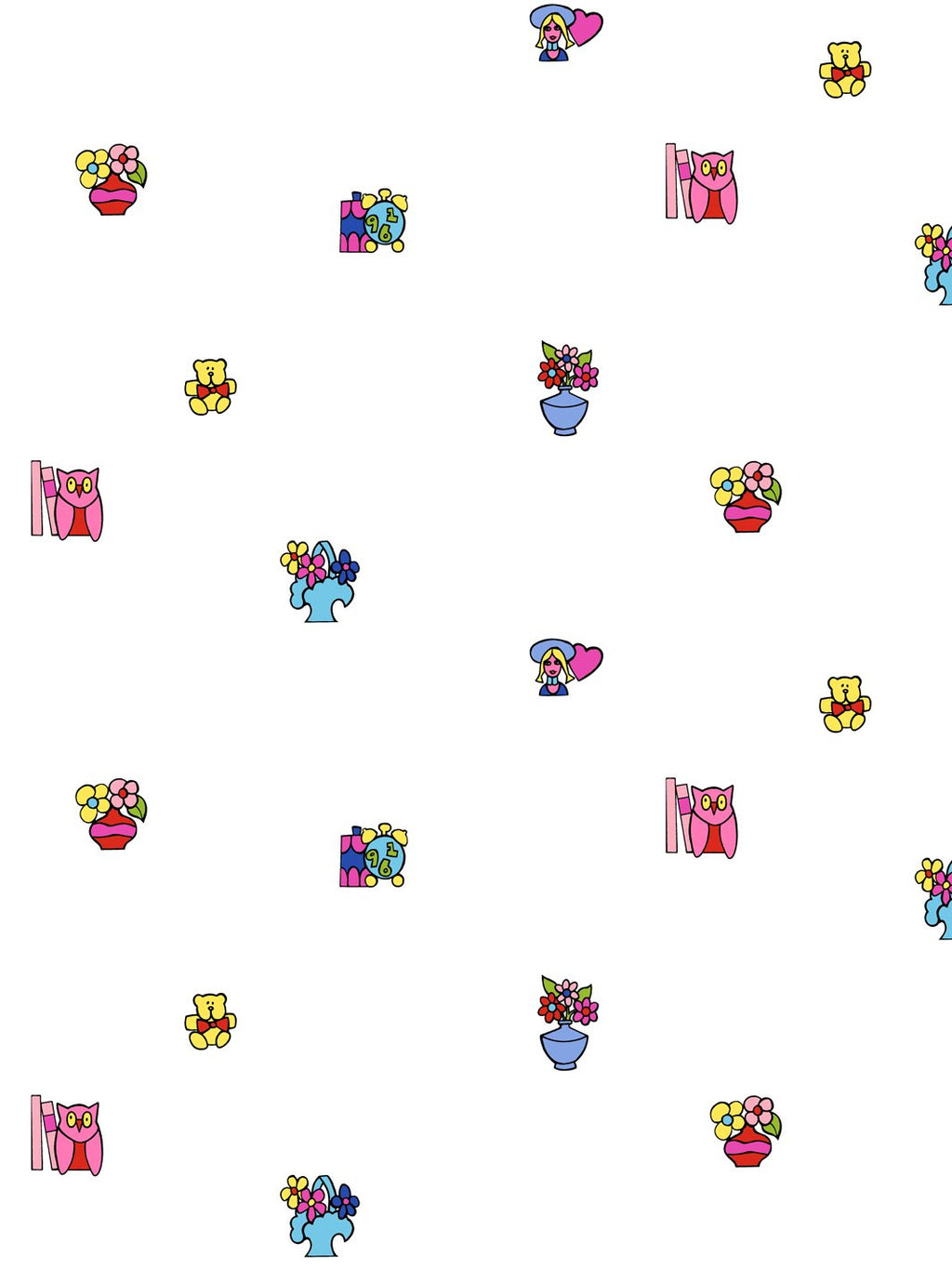 'Barbie™ Stickers' Wallpaper by Barbie™ - White – Wallshoppe