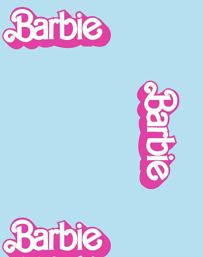 'Barbie™ 80s Logo' Wallpaper by Barbie™ - Baby Blue – Wallshoppe
