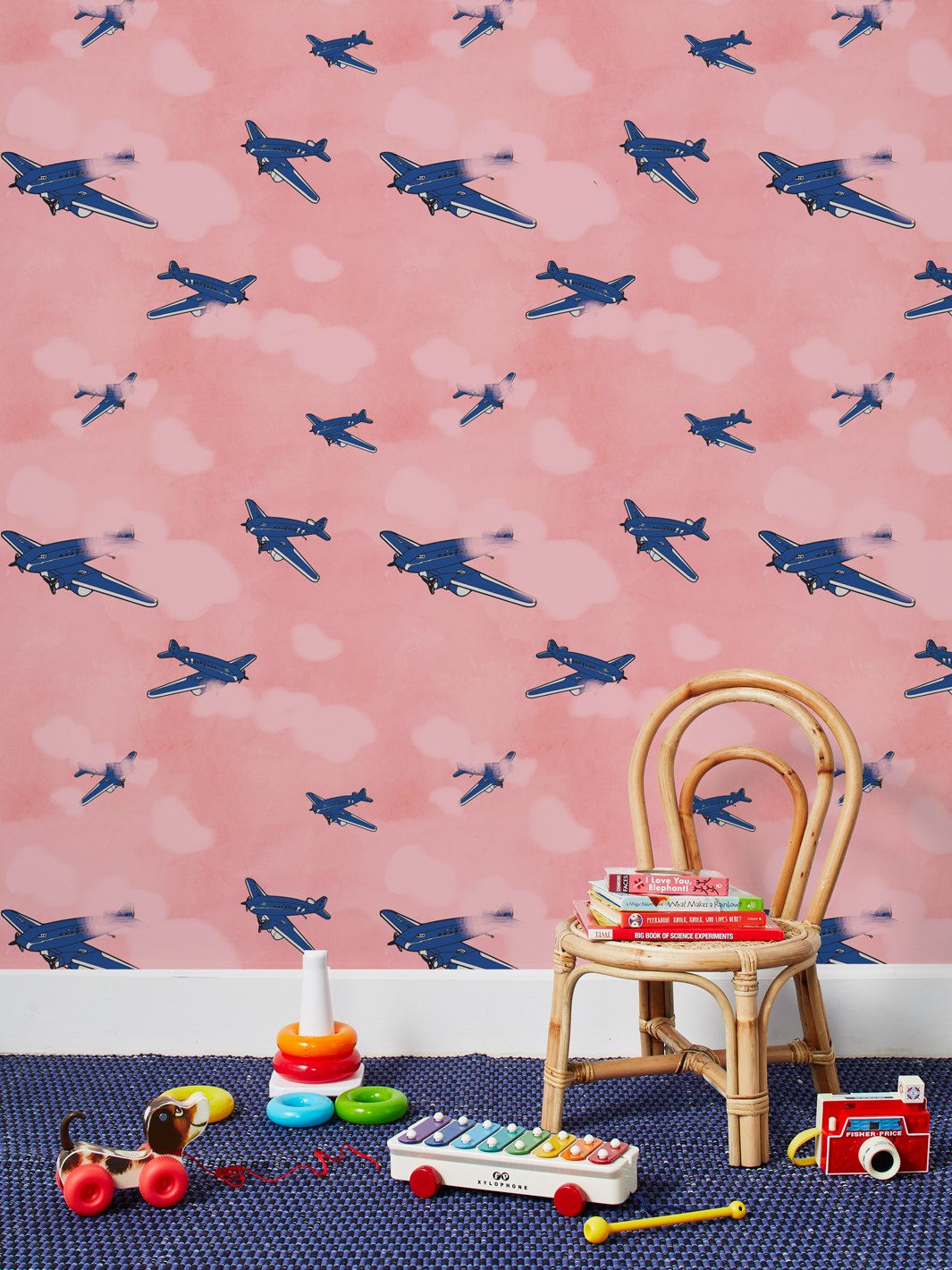 'Airplanes' Wallpaper by Fisher-Price™ - Navy Sunset – Wallshoppe