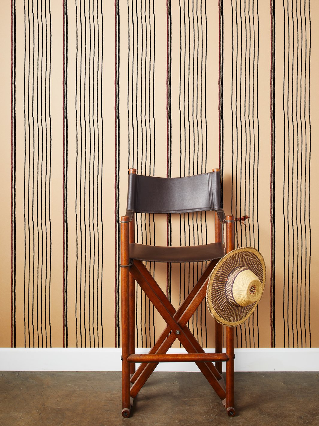 'Two Tone Stripe' Kraft' Wallpaper by Nathan Turner - Black Burgundy ...