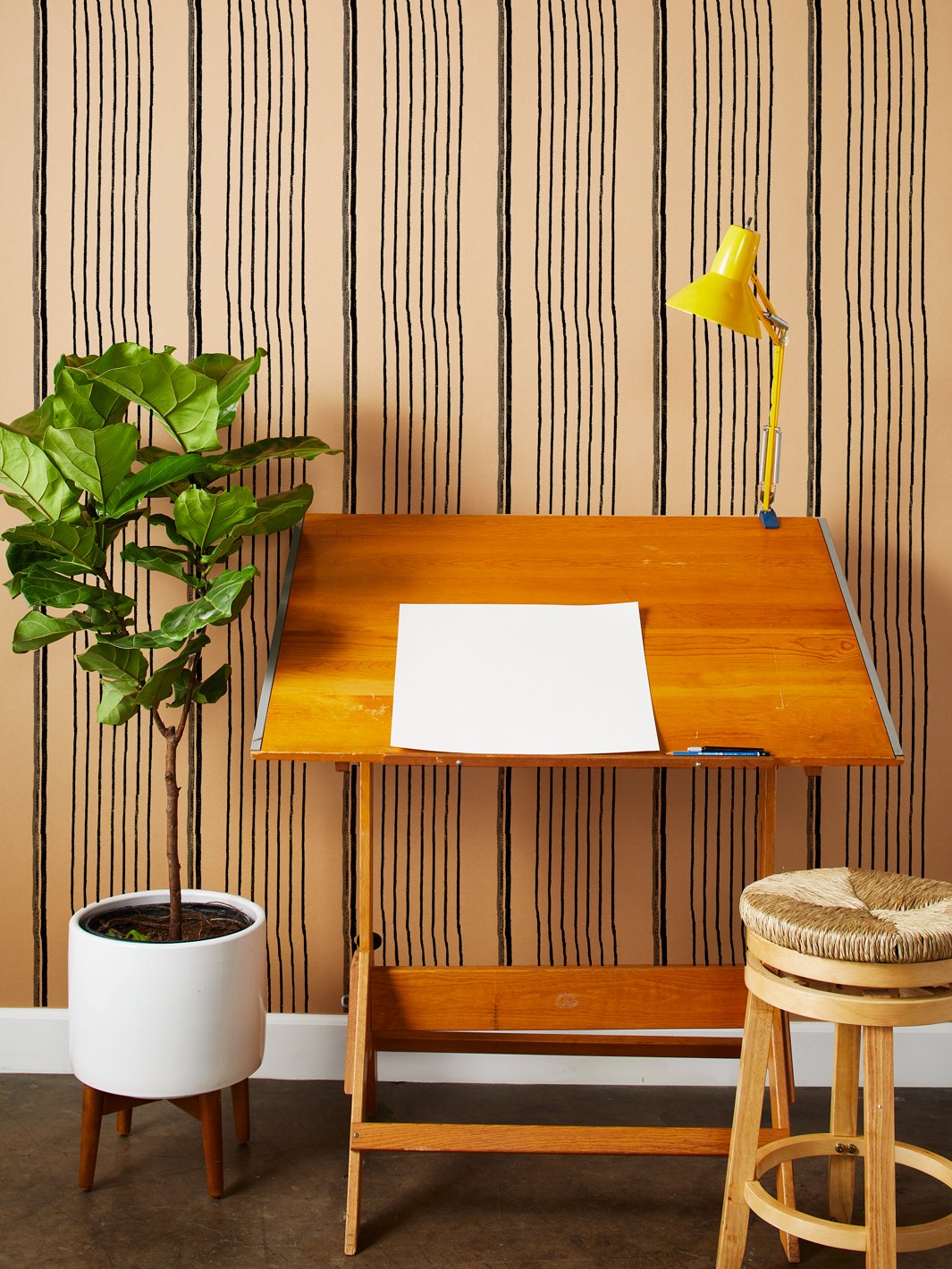 'Two Tone Stripe' Kraft' Wallpaper by Nathan Turner - Black Gray ...