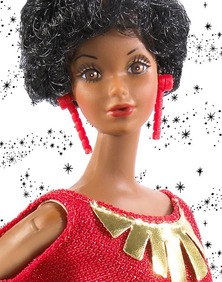 Life Size Vintage Black Barbie™ Wall Mural By Barbie™ Black On White