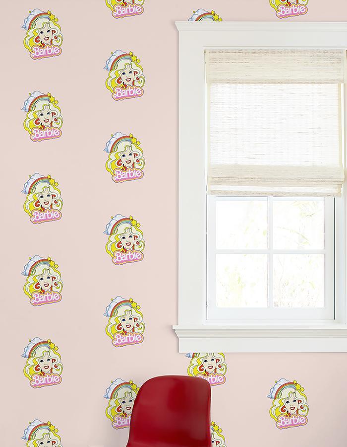'Rainbow Barbie™' Wallpaper by Barbie™ - Peach – Wallshoppe