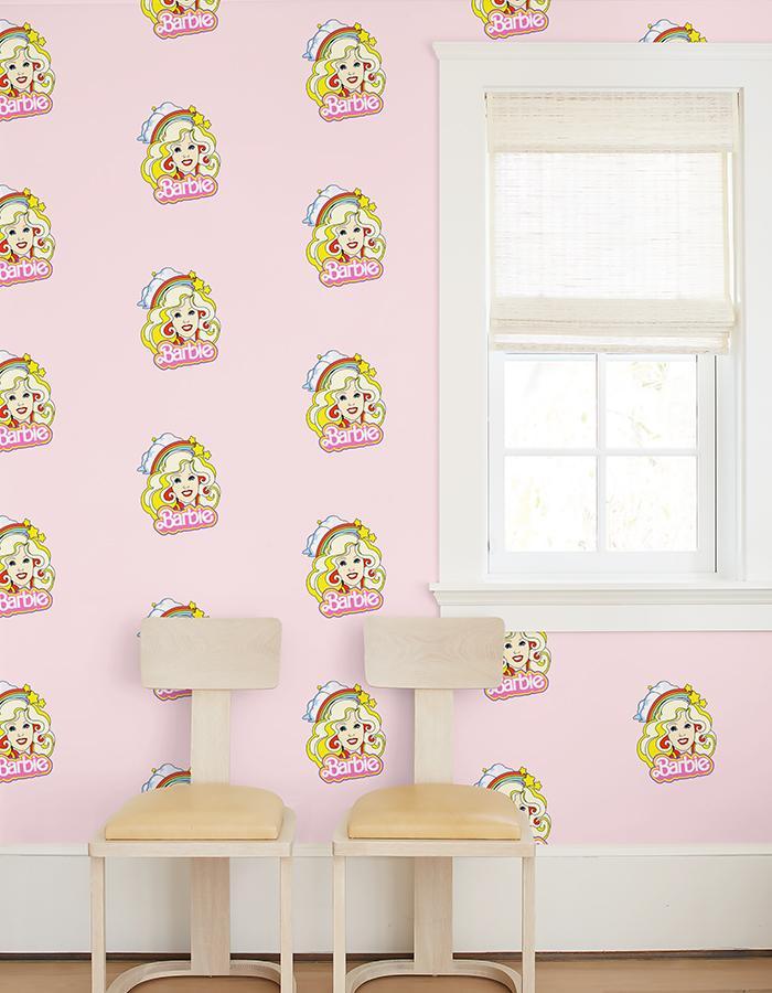 'Rainbow Barbie™' Wallpaper by Barbie™ - Pink – Wallshoppe