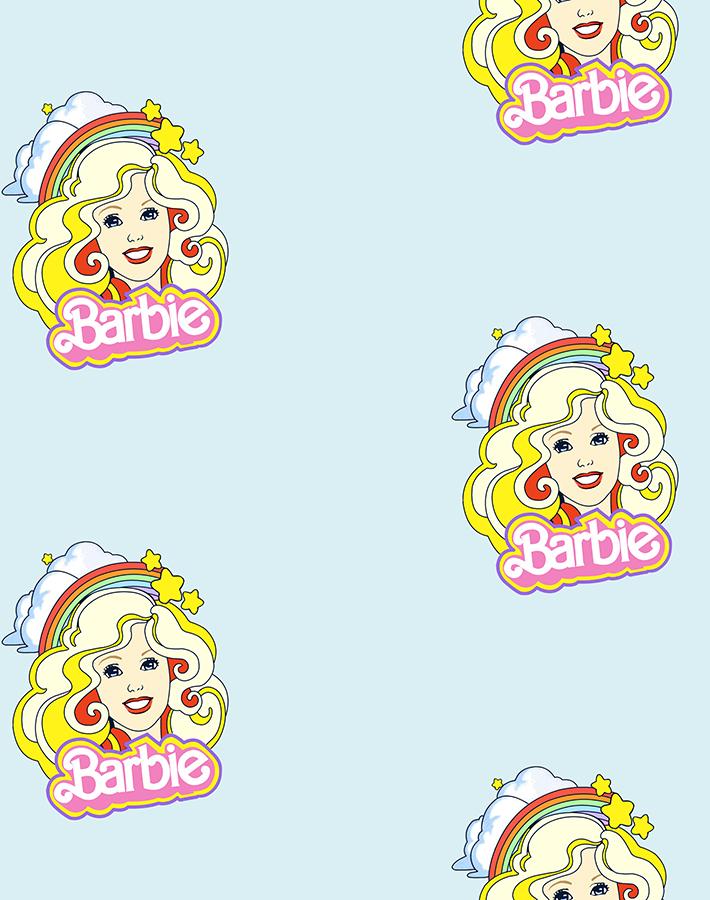 'Rainbow Barbie™' Wallpaper by Barbie™ - Blue – Wallshoppe