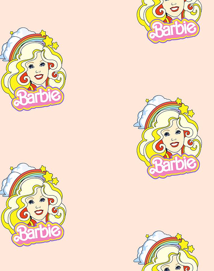 'Rainbow Barbie™' Wallpaper by Barbie™ - Peach – Wallshoppe