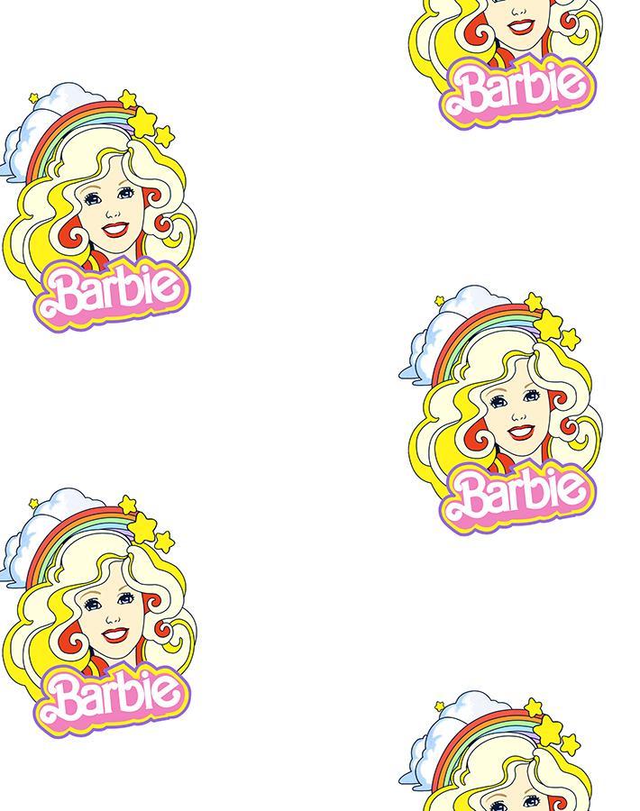'Rainbow Barbie™' Wallpaper by Barbie™ - White – Wallshoppe