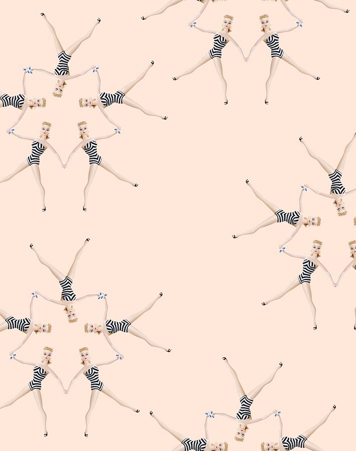 'Synchronized Vintage Barbie™' Wallpaper by Barbie™ - Peach – Wallshoppe