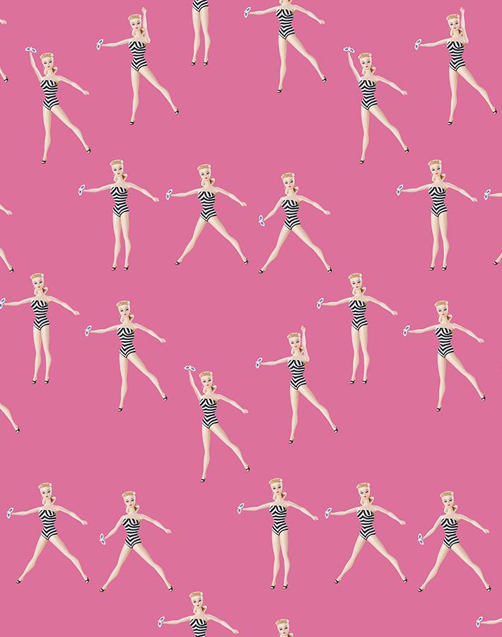 'Vintage Barbie™ in Motion' Wallpaper by Barbie™ - Berry – Wallshoppe
