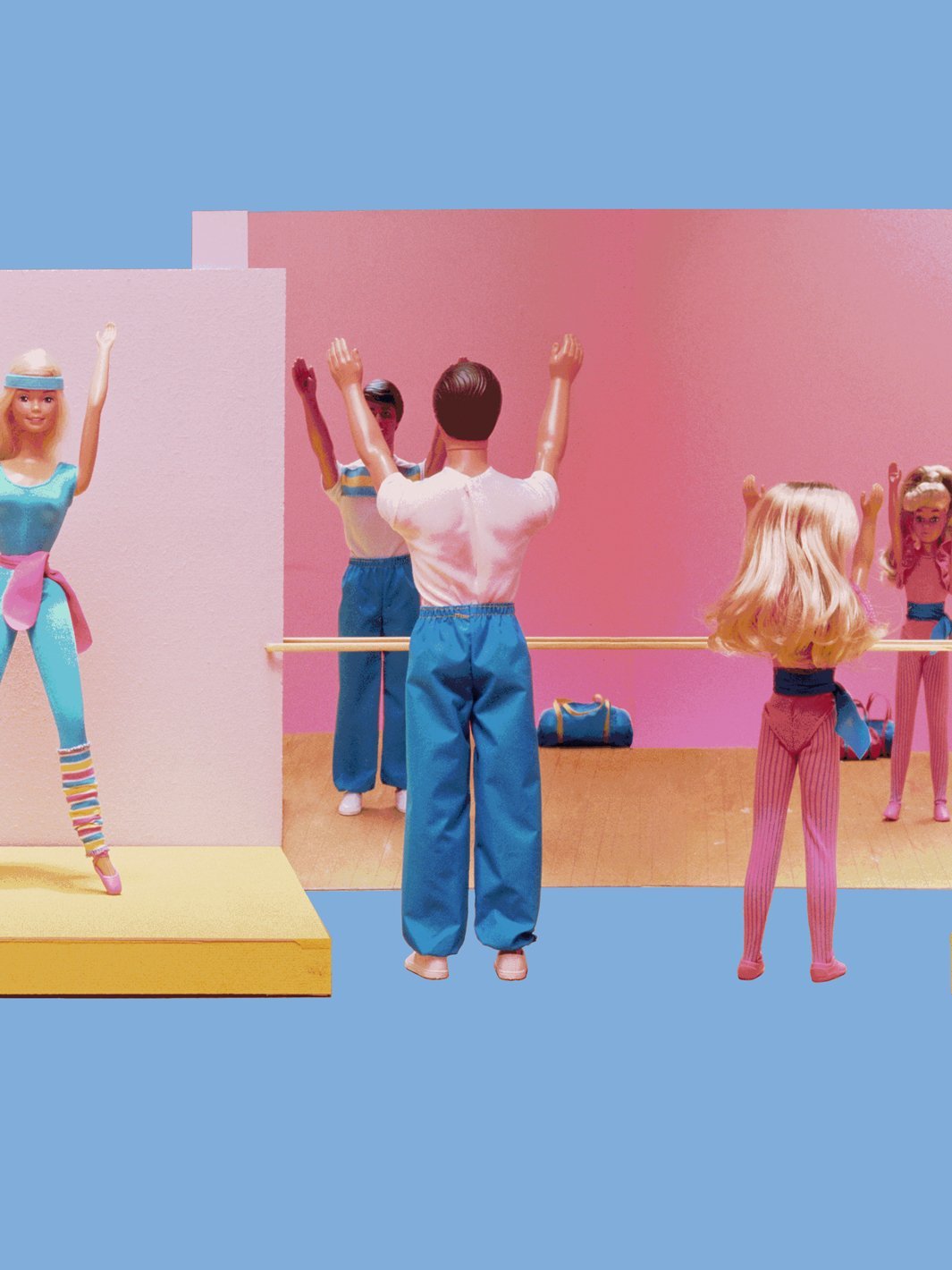 'Workout Barbie™ Horizontal' Wallpaper by Barbie™ - Denim – Wallshoppe