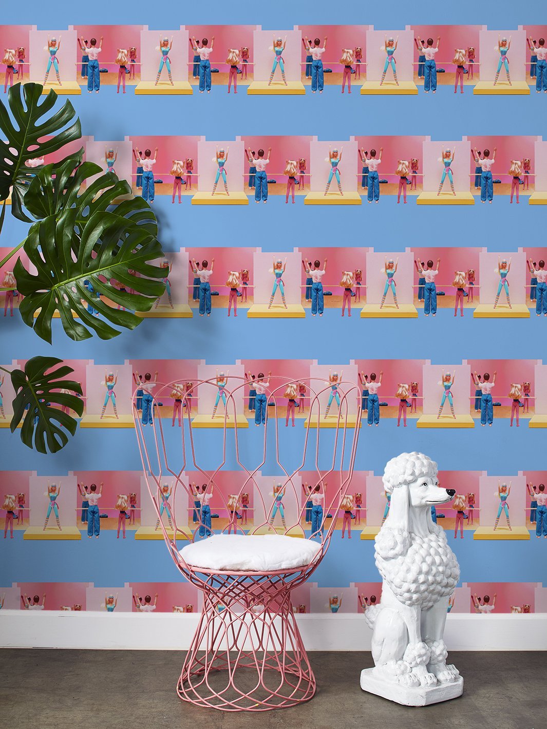 'Workout Barbie™ Horizontal' Wallpaper by Barbie™ - Denim – Wallshoppe