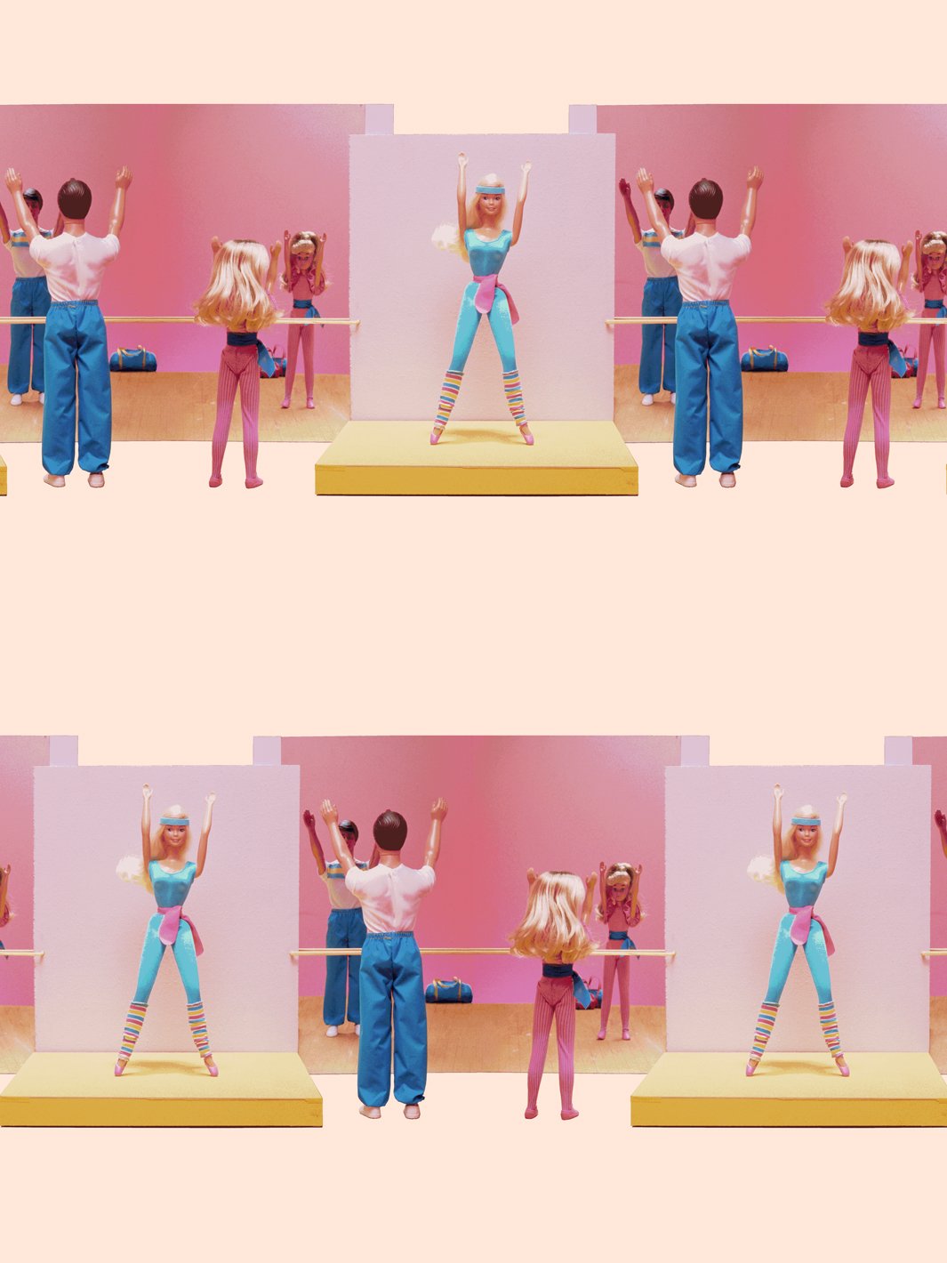 'Workout Barbie™ Horizontal' Wallpaper by Barbie™ - Peach – Wallshoppe