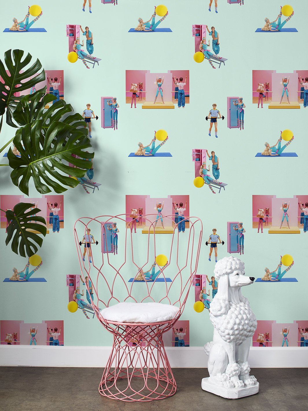 'Workout Barbie™' Wallpaper by Barbie™ - Robins Egg – Wallshoppe