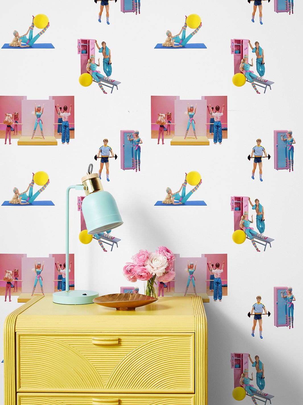 'Workout Barbie™' Wallpaper by Barbie™ - White – Wallshoppe